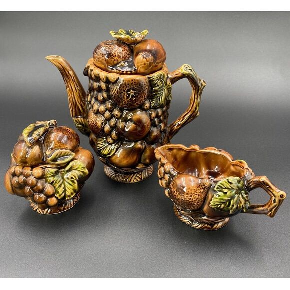 Kitchen | Vintage Inarco Brown Coffee Set Fruit Cream Sugar Complete ...